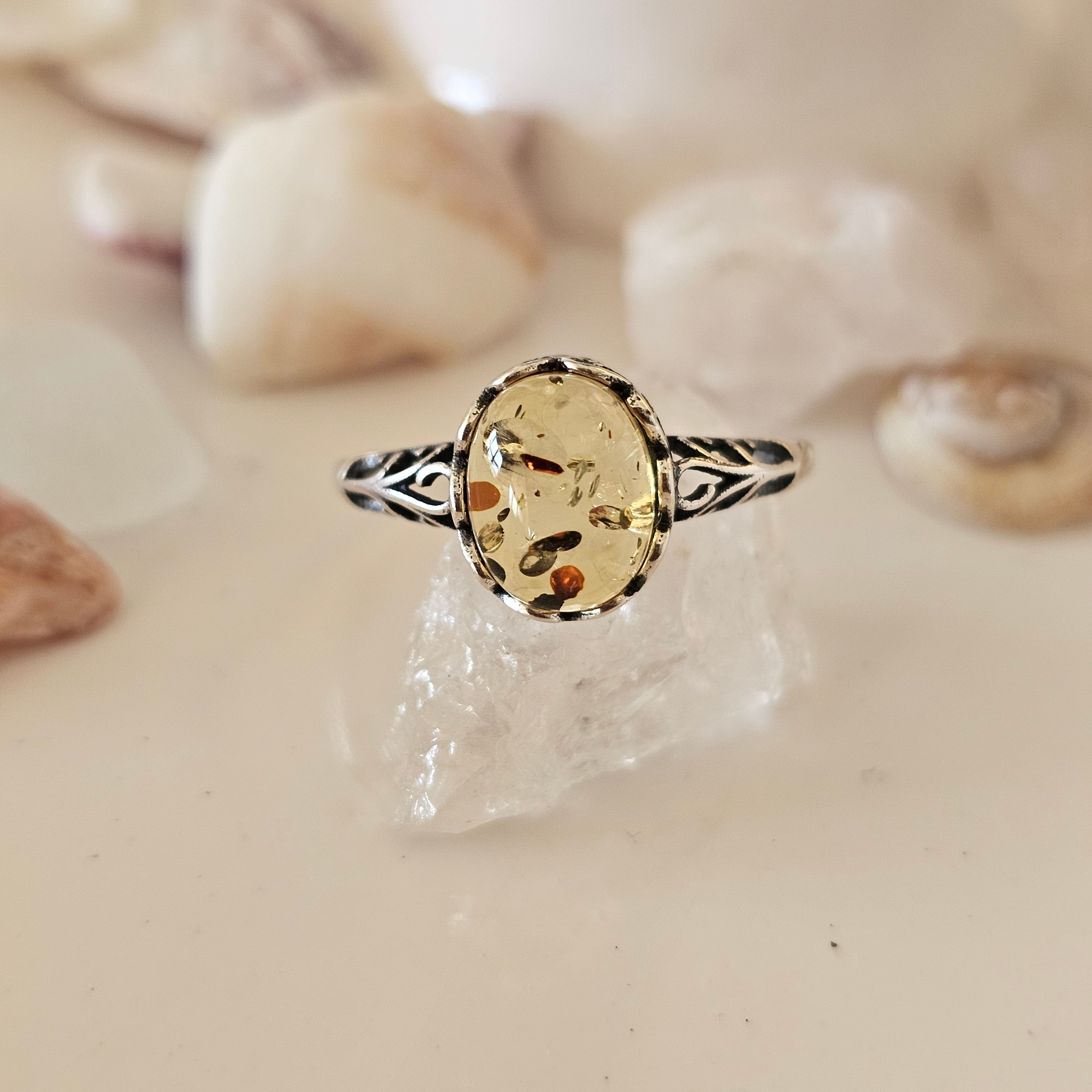 Sterling Silver Amber Ring- Style 01 – Norsewood Shop